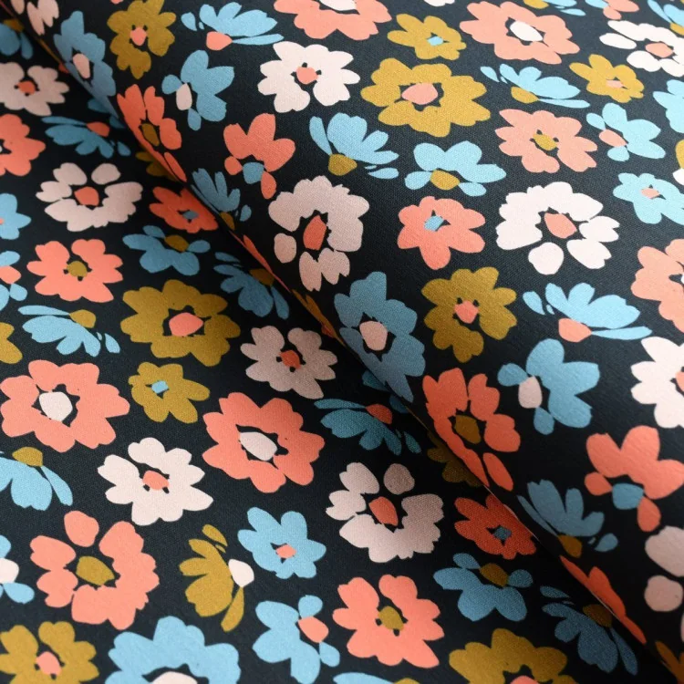 Tissu lycra fleurs rétro – Maillot de bain enfant ou sport Couleur ...