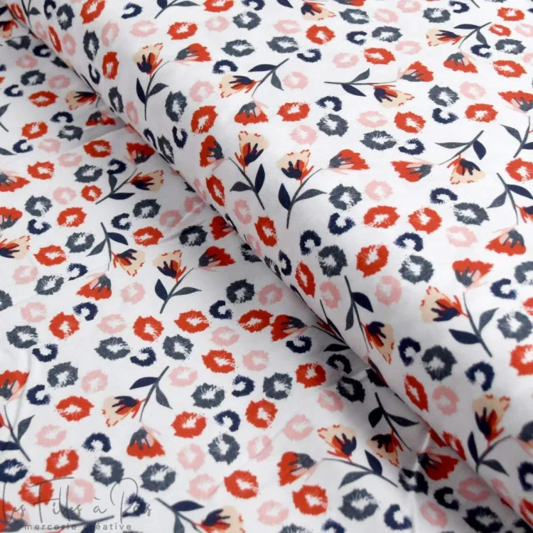 Coupon popeline coton « Rouge Baiser » 160x150 cm | Les Filles à Pois Couleur Multicolore